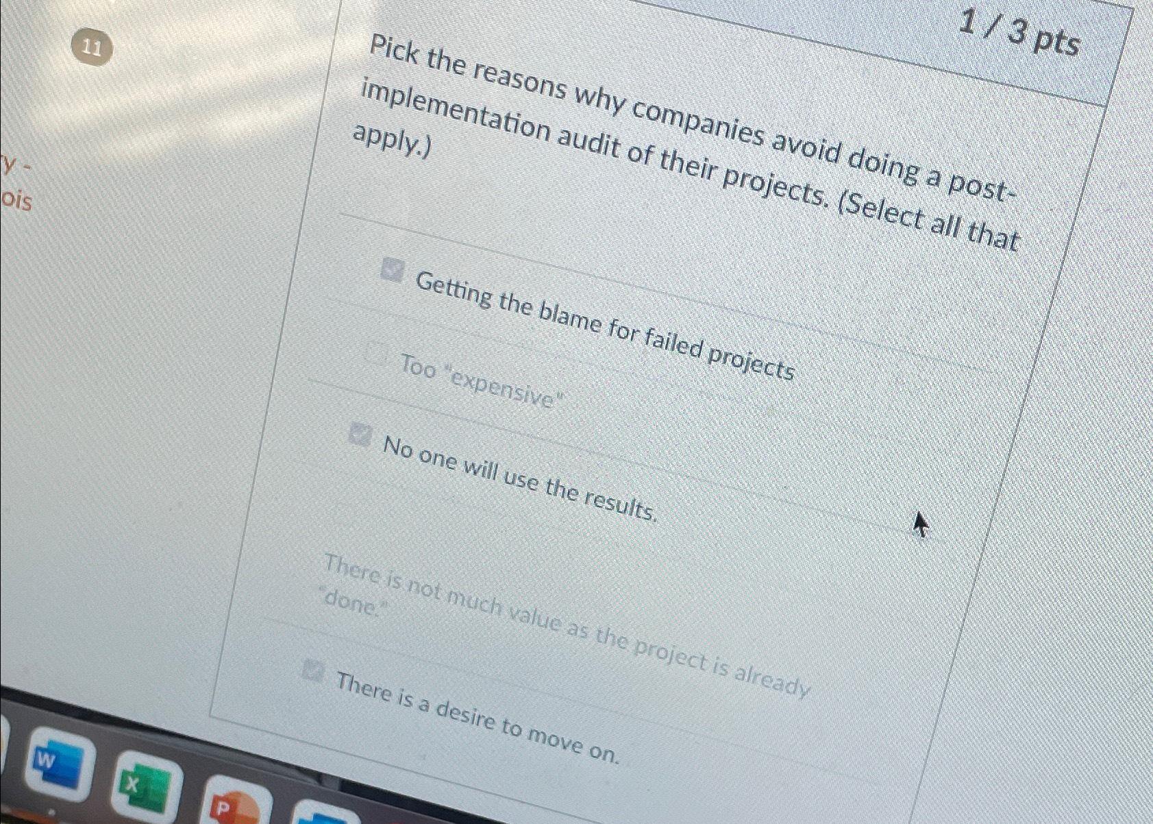 Solved 13 ﻿pts11Pick the reasons why companies avoid doing a | Chegg.com