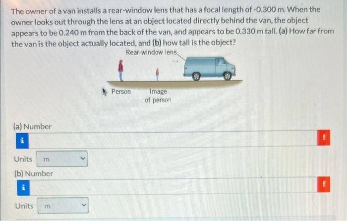 Solved The owner of a van installs a rear-window lens that | Chegg.com