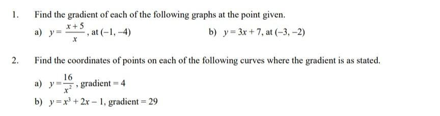 Solved 1. Find the gradient of each of the following graphs | Chegg.com