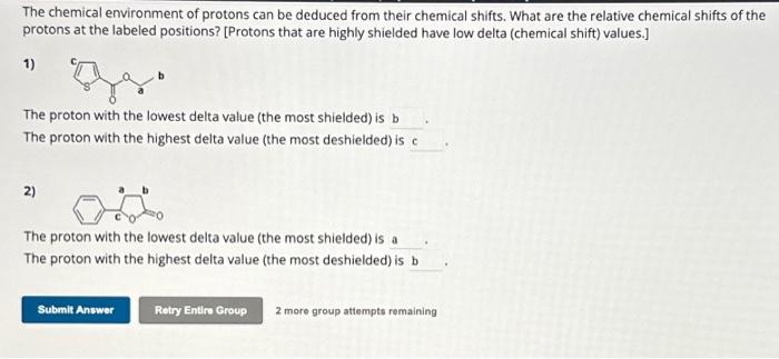 Solved The chemical environment of protons can be deduced | Chegg.com
