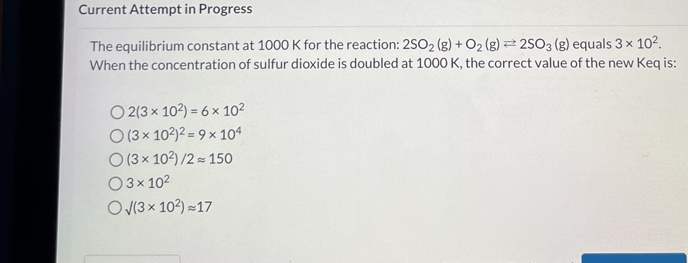 Solved Current Attempt in ProgressThe equilibrium constant | Chegg.com