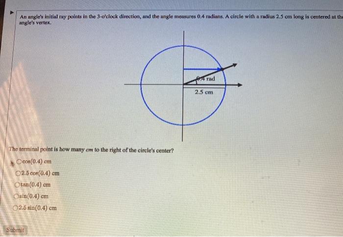 Solved An angle's initial ray points in the 3-o'clock | Chegg.com