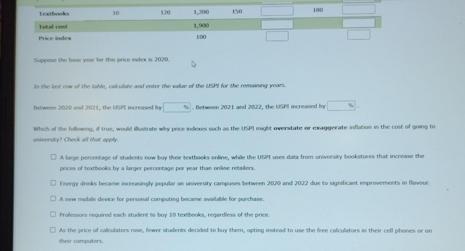 Solved 5. Calculating inflation using a simple price index | Chegg.com
