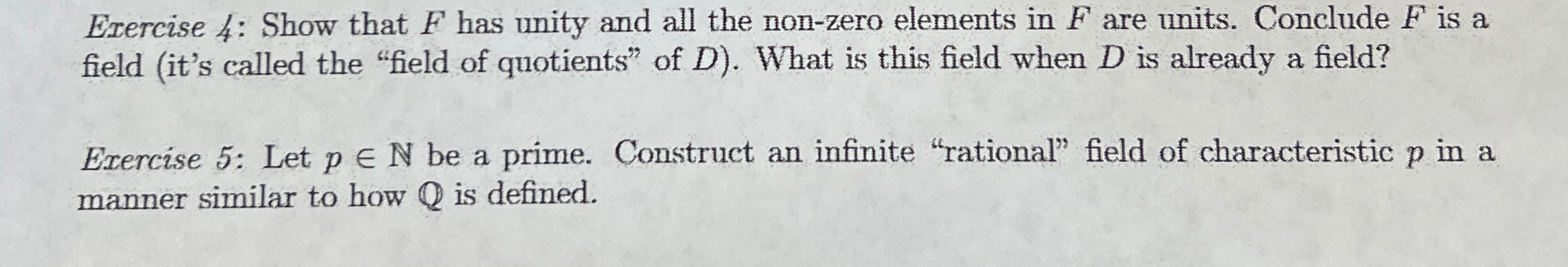 Solved Exercise 4: Show that F ﻿has unity and all the | Chegg.com