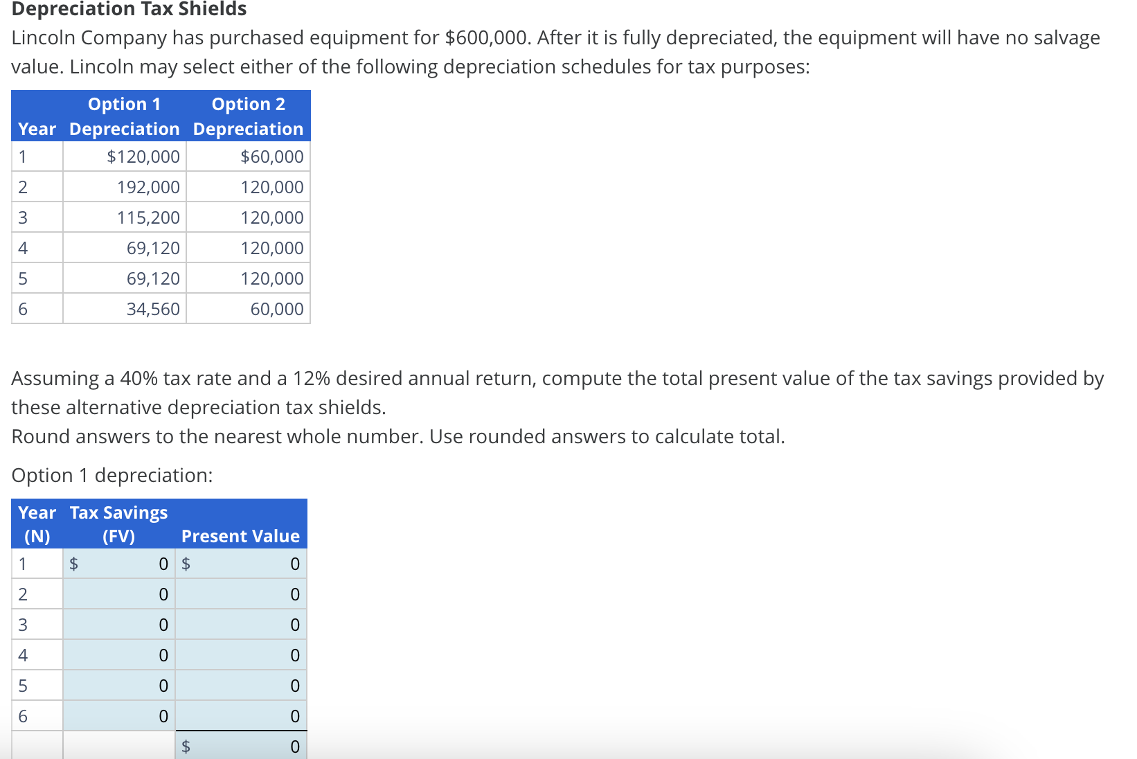 Solved Depreciation Tax Shields Lincoln Company has | Chegg.com