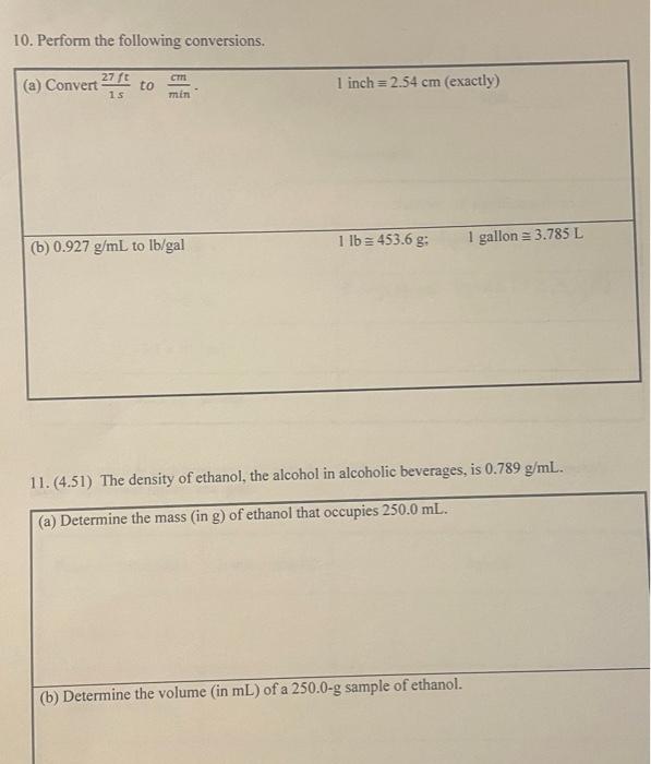 Solved 10. Perform the following conversions. (a) Convert 1 | Chegg.com