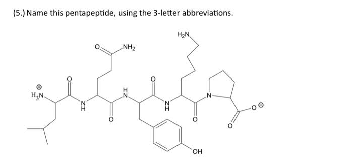 Solved (5.) Name this pentapeptide, using the 3-letter | Chegg.com