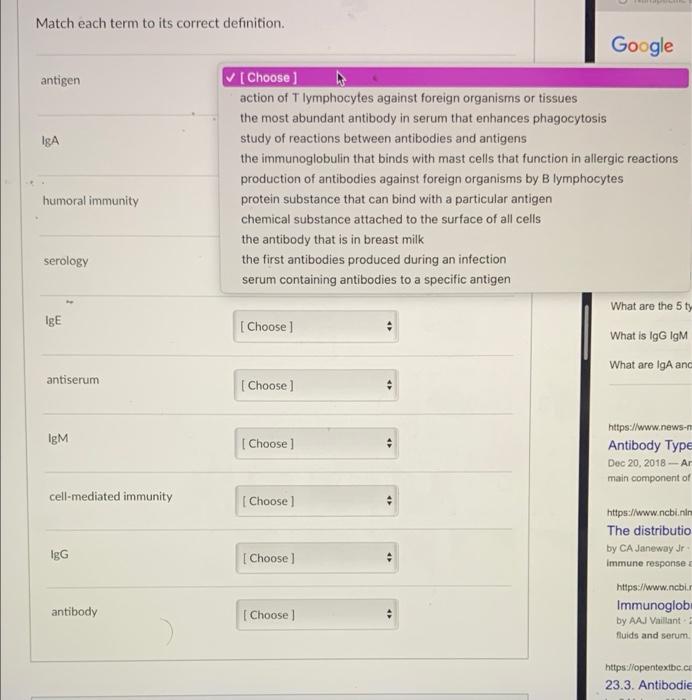 Solved Match each term to its correct definition. Google | Chegg.com