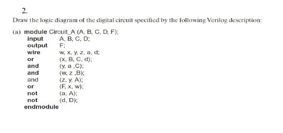 Solved 2 Draw The Logic Diagram Of The Digital Circuit 