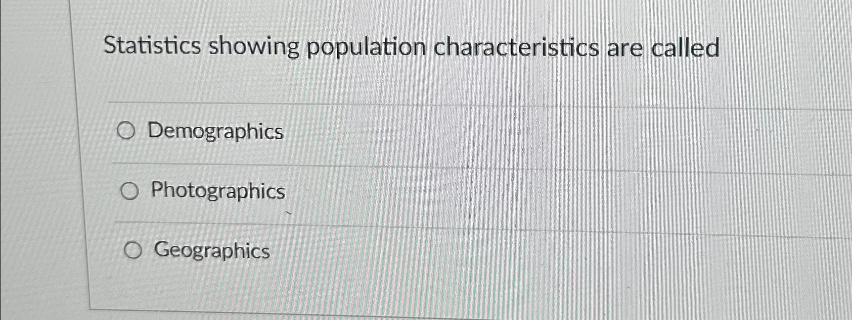 Solved Statistics showing population characteristics are | Chegg.com