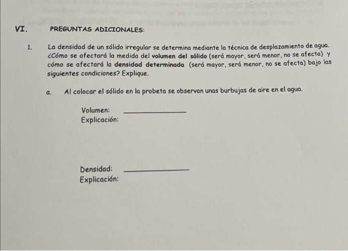 La densidad de un sólido irregular se determina | Chegg.com