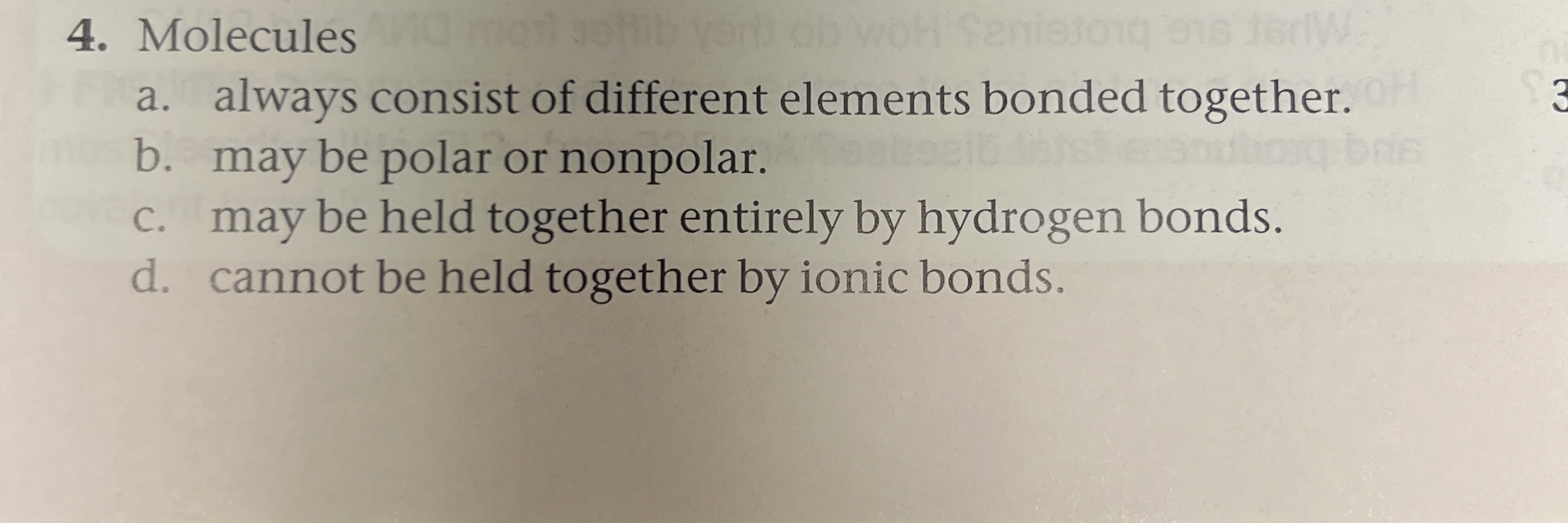 Solved Moleculesa. ﻿always consist of different elements | Chegg.com