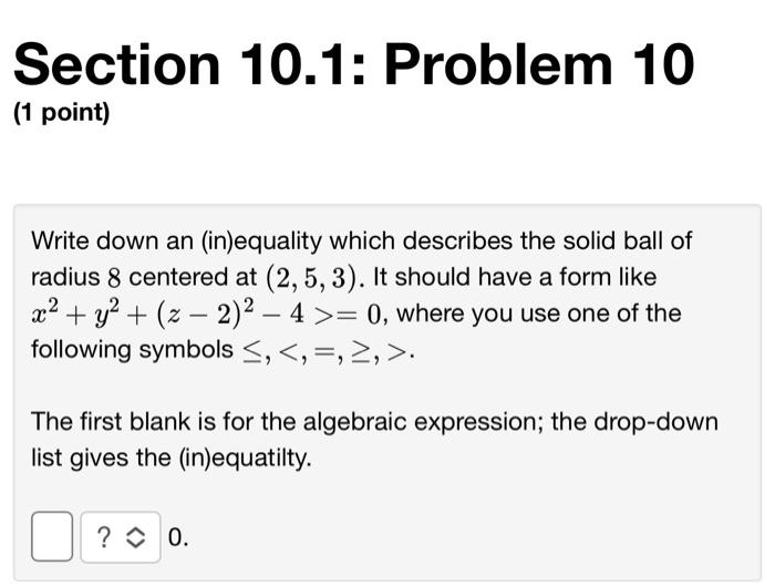 Solved Section 10.1: Problem 10 (1 point) Write down an | Chegg.com
