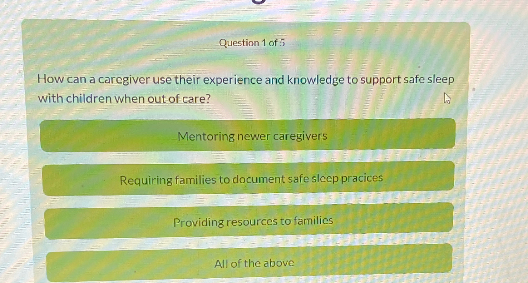 Solved Question 1 ﻿of 5How can a caregiver use their | Chegg.com