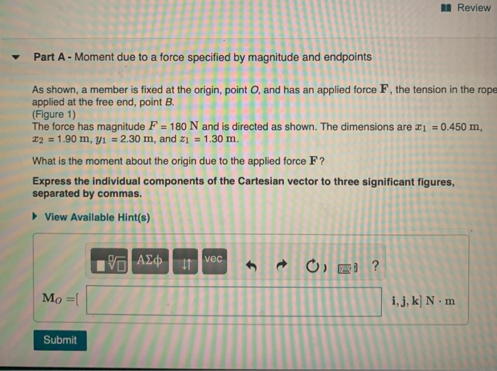 Solved Moment of a Force-Vector Formulation matrix | Chegg.com