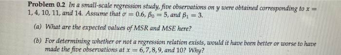 Solved Problem 0.2 In a small-scale regression study, five | Chegg.com