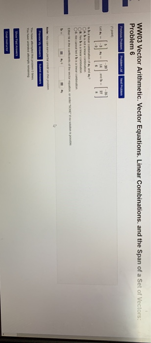 Solved WW03 Vector Arithmetic. Vector Equations. Linear | Chegg.com