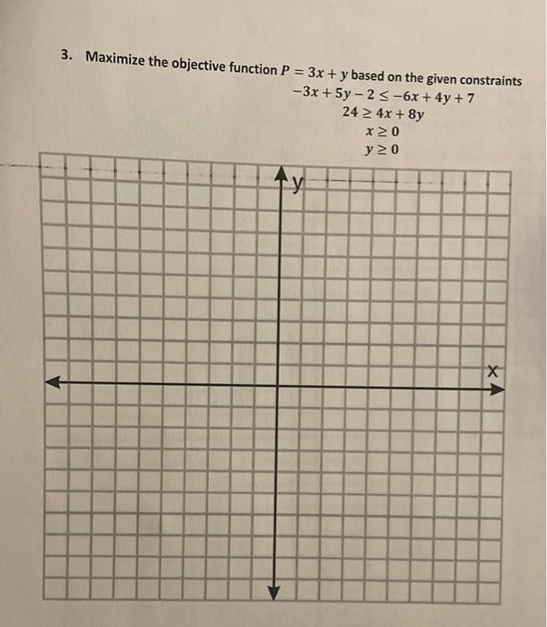 Solved 3 Maximize The Objective Function P 3x Y Based On