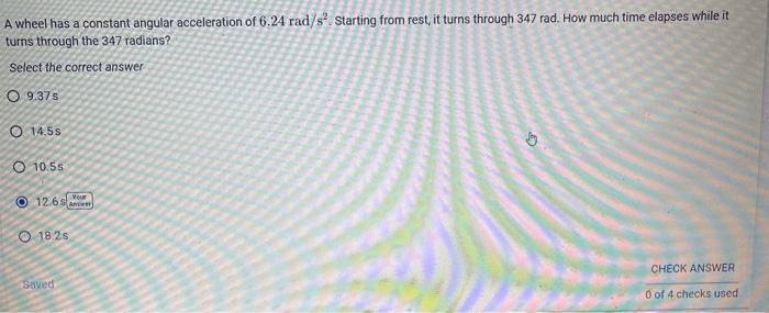 Solved A wheel has a constant angular acceleration of | Chegg.com