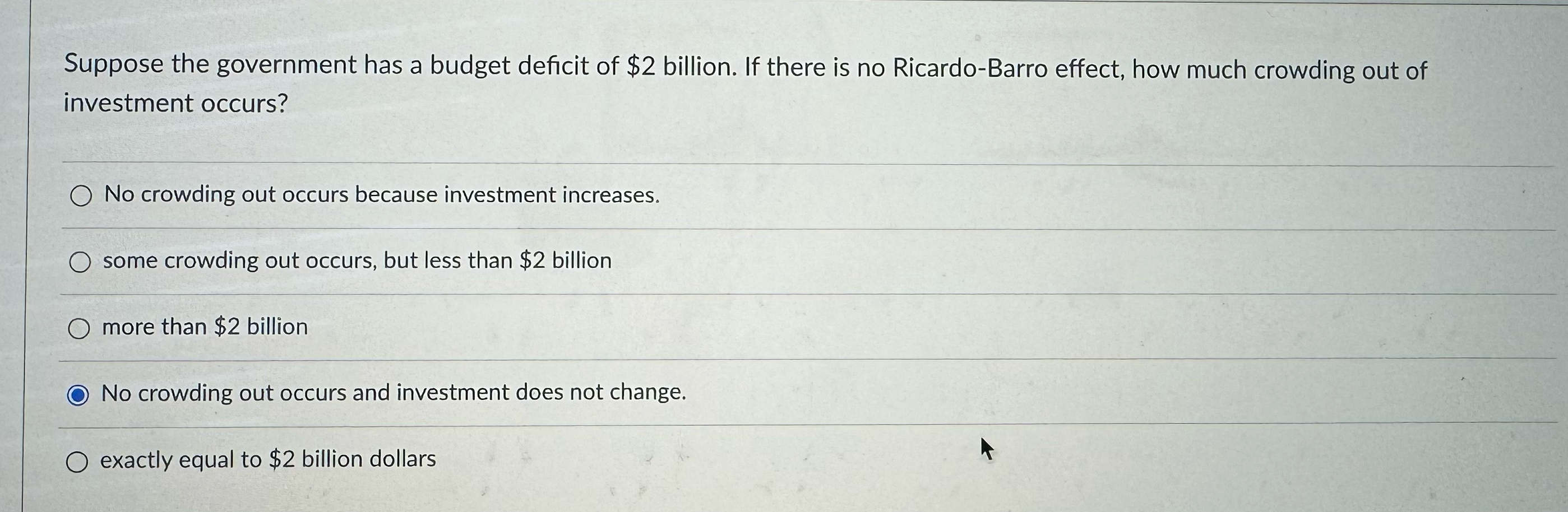 Solved Suppose the government has a budget deficit of $2 | Chegg.com