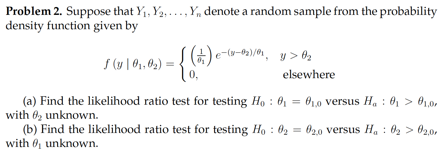 Solved Problem 2. ﻿Suppose that Y1,Y2,dots,Yn ﻿denote a | Chegg.com