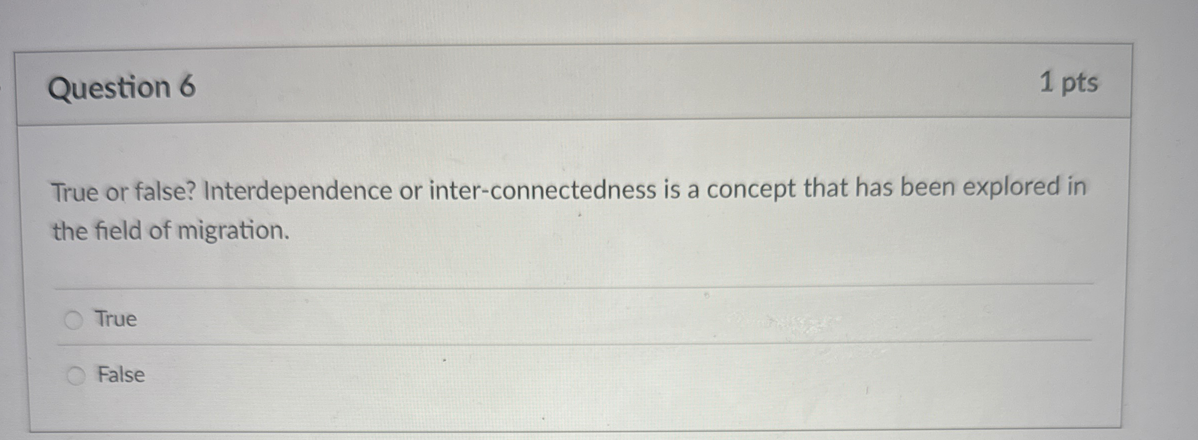 Solved Question 61 ﻿ptsTrue or false? Interdependence or | Chegg.com