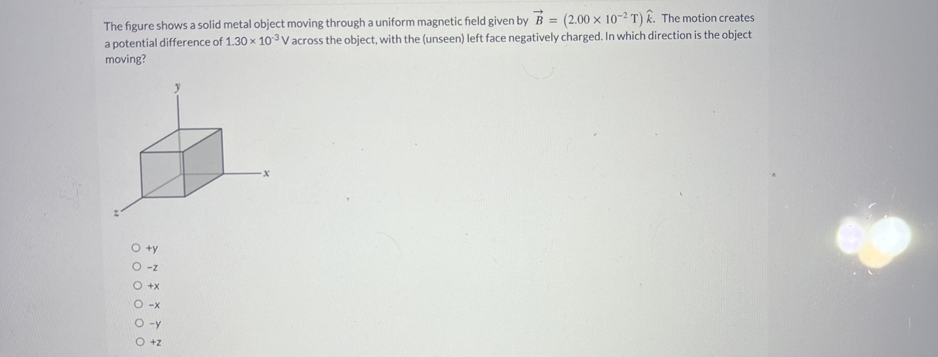 Solved The figure shows a solid metal object moving through | Chegg.com