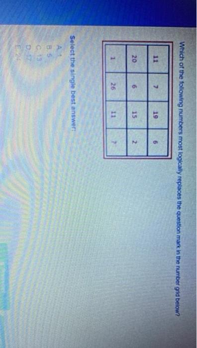 Solved Which of the following numbers most logically | Chegg.com