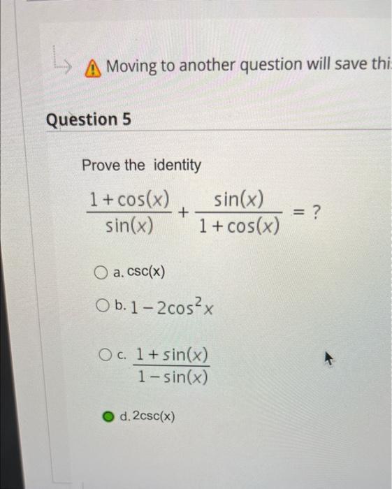 Solved Moving to another question will save thi Prove the | Chegg.com