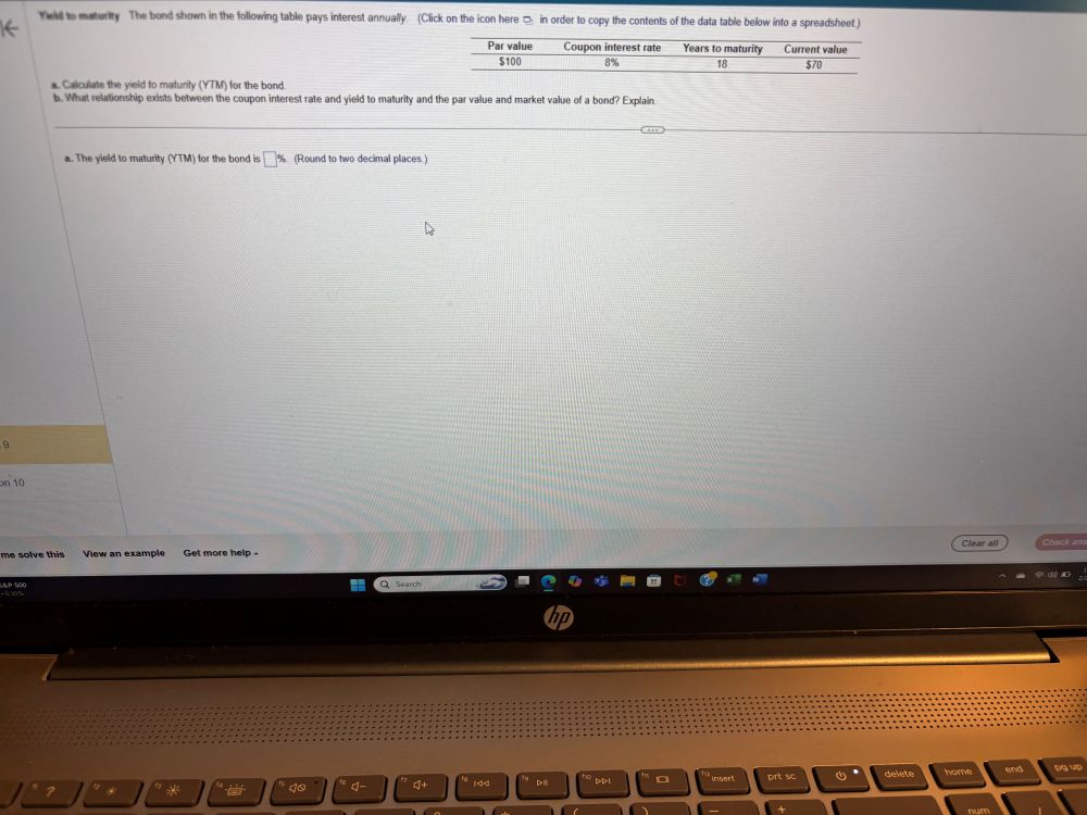 Yield to maturity The bond shown in the following | Chegg.com