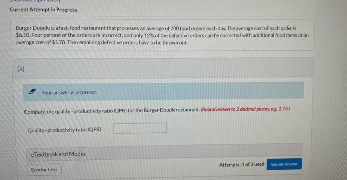 Solved Current Attempt in Progress Burger Doodle is a | Chegg.com