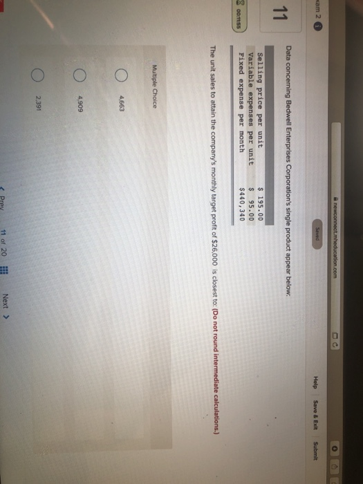 Solved newconnect.mhoducation.com mam 2 0 Help Save & Exit | Chegg.com