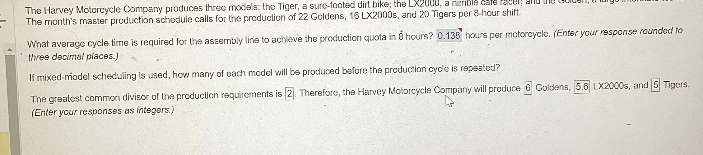 Solved The Harvey Motorcycle Company produces three models: | Chegg.com