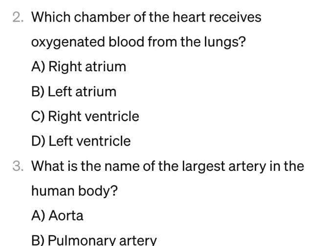 Solved Which chamber of the heart receives oxygenated blood | Chegg.com