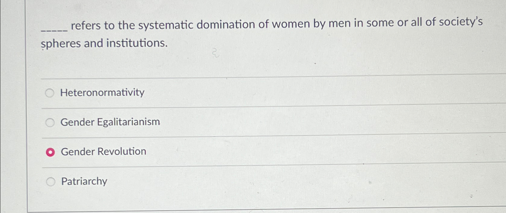 Solved refers to the systematic domination of women by men | Chegg.com