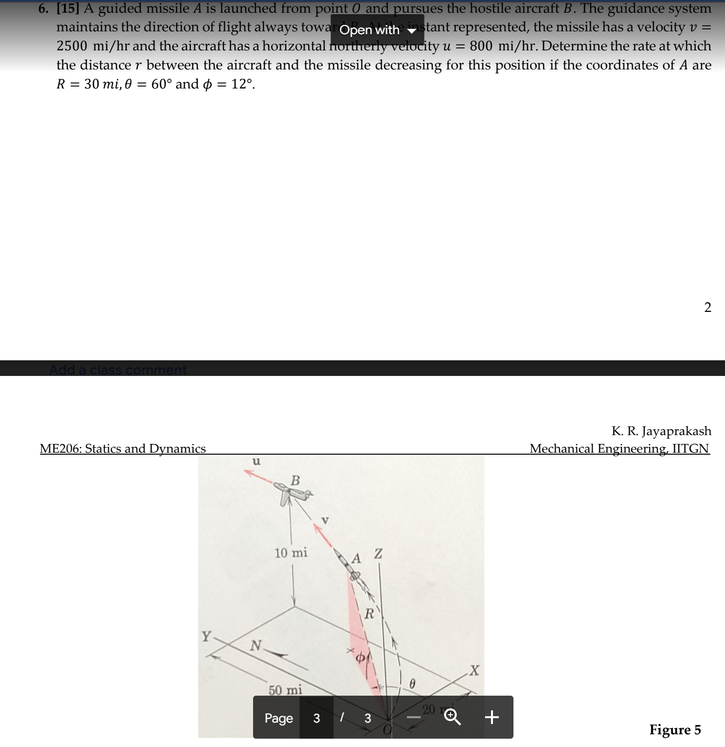 Solved [15] ﻿A guided missile A ﻿is launched from point O | Chegg.com