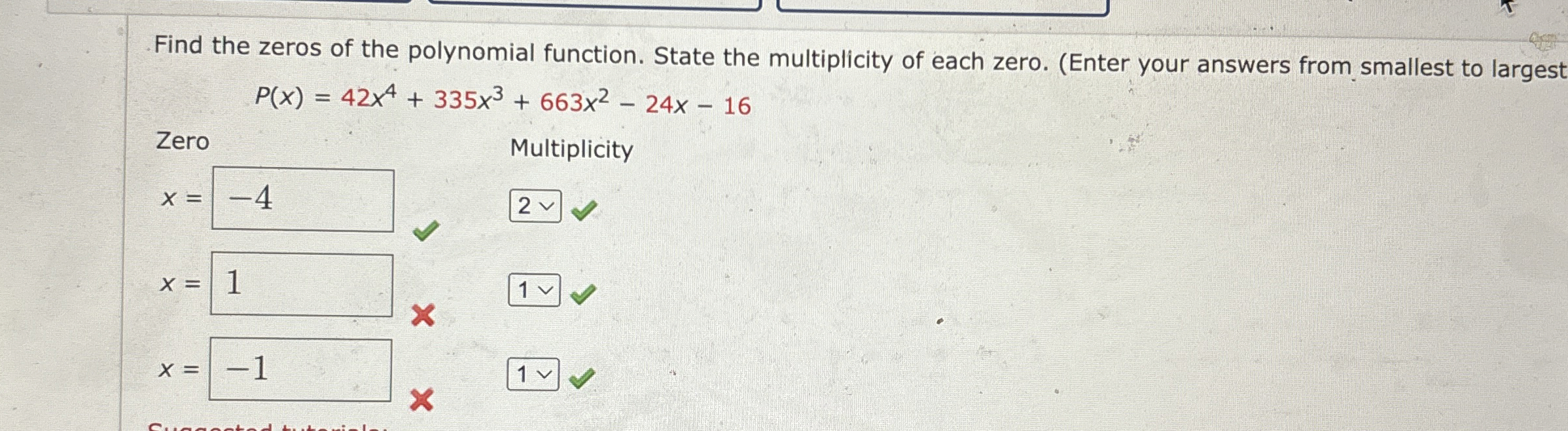 Solved Find the zeros of the polynomial function. State the | Chegg.com