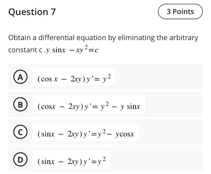 Solved Obtain a differential equation by eliminating the | Chegg.com