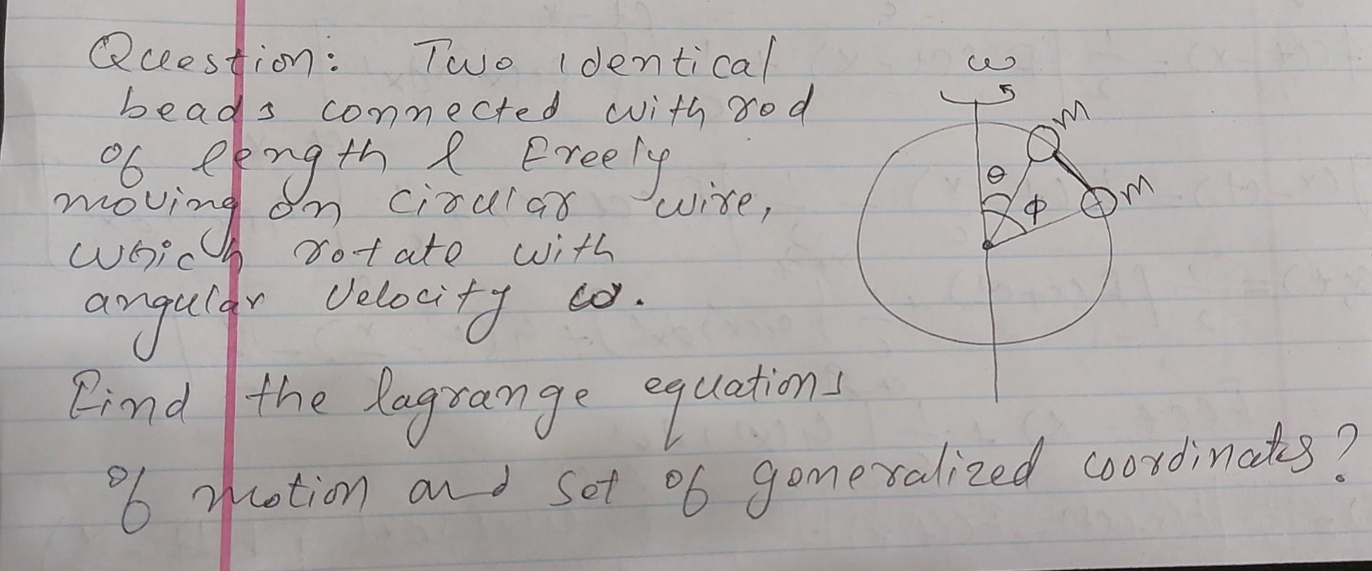 Solved Question: Two identical beads connected with rod of | Chegg.com