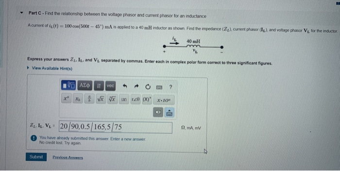 Solved PartFind os relationship between the voltage phasor | Chegg.com