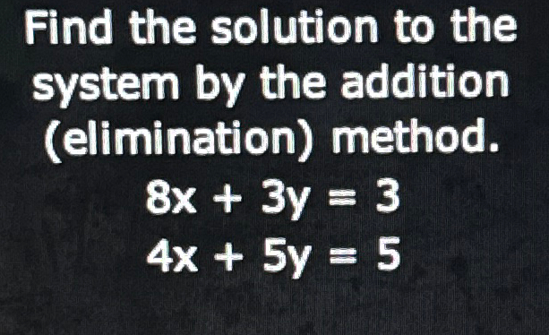 Solved Find the solution to the system by the addition | Chegg.com