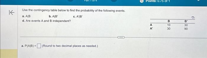 Solved Use the contingency table below to find the | Chegg.com