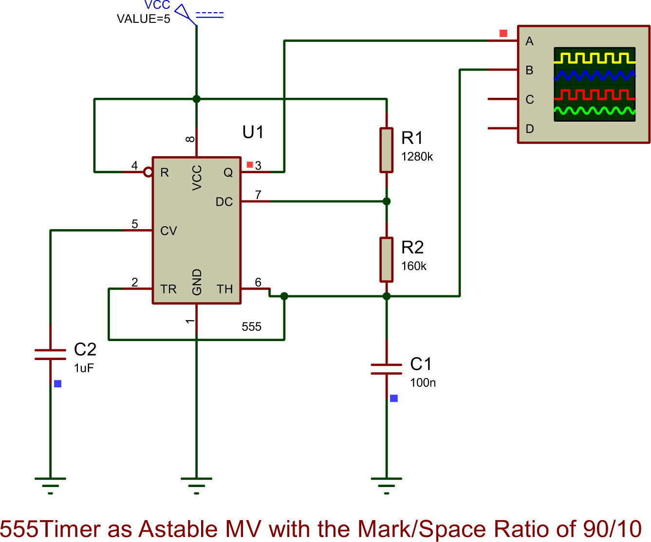 Solved 555Timer as Astable MV with the Mark/Space Ratio of | Chegg.com