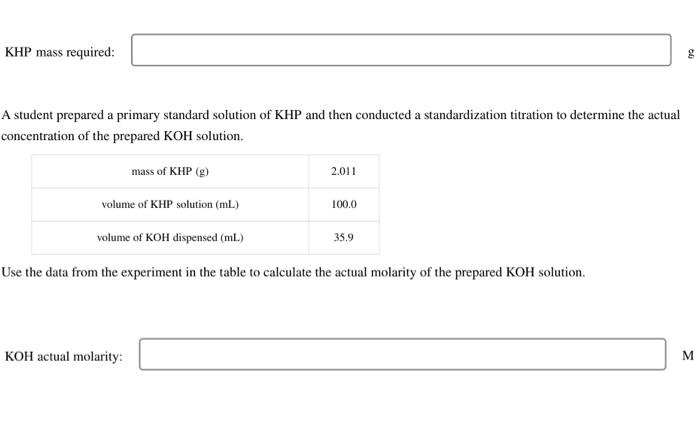Solved Potassium hydrogen phthalate (KHP) is a primary | Chegg.com