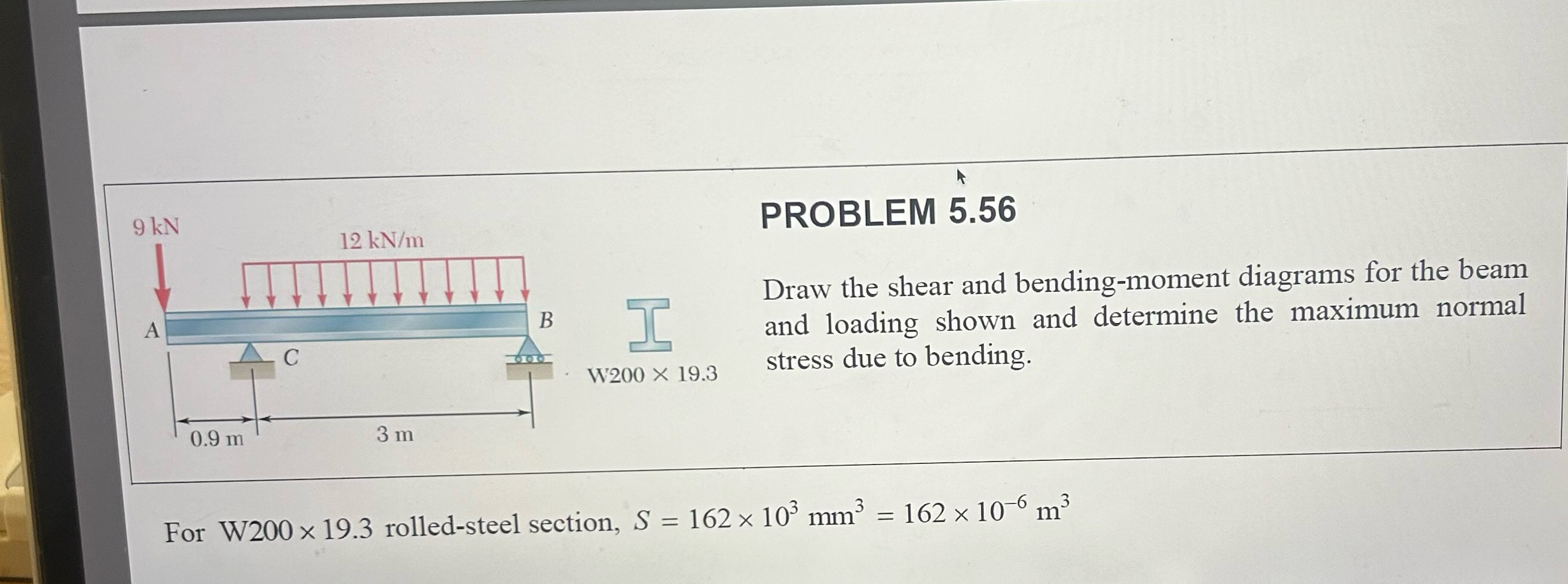 Solved PROBLEM 5.56Draw the shear and bending-moment | Chegg.com