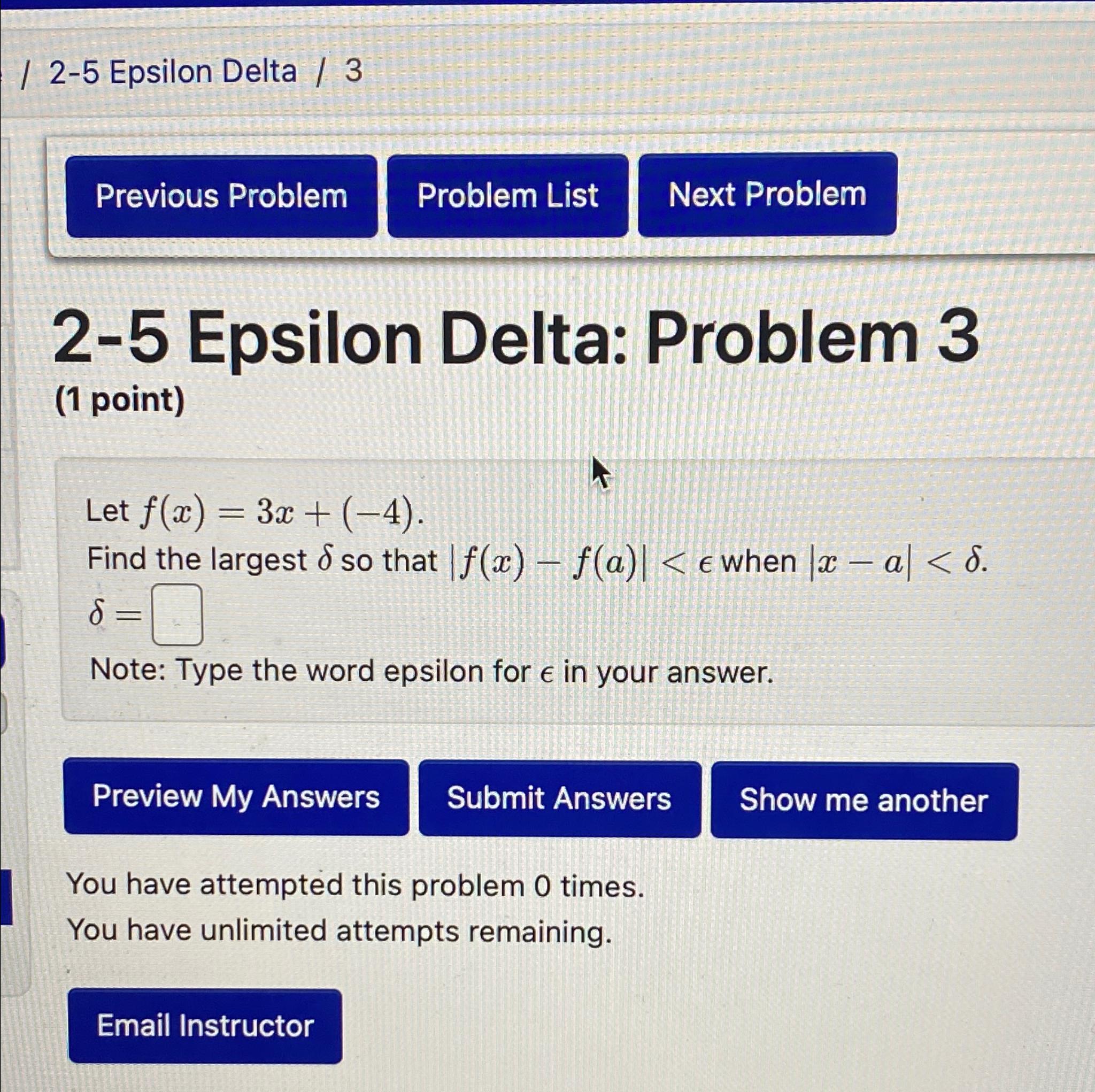 Solved 2-5 ﻿Epsilon Delta / 32-5 ﻿Epsilon Delta: Problem 3(1 | Chegg.com
