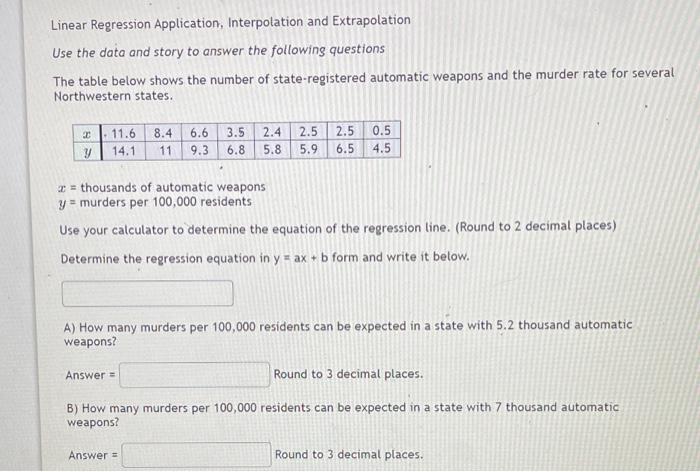 Solved Linear Regression Application, Interpolation and | Chegg.com