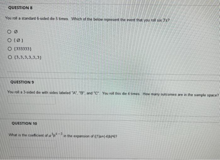 Solved You roll a standard 6-sided die 5 times. Which of the | Chegg.com