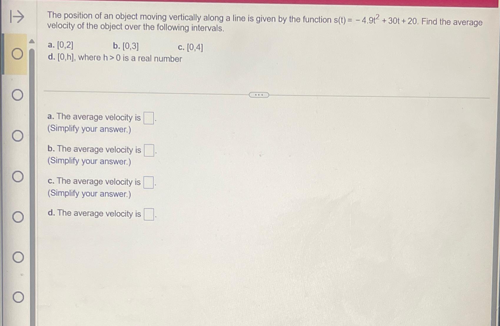 Solved The position of an object moving vertically along a | Chegg.com