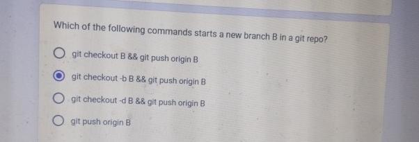 Solved Which of the following commands starts a new branch B | Chegg.com